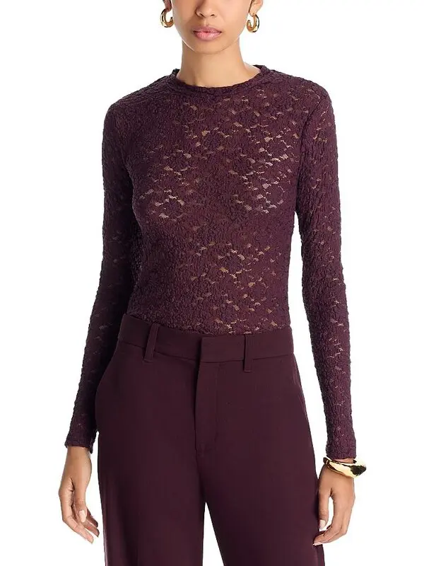 Aqua Lace Long-sleeve Top - Dark Brown