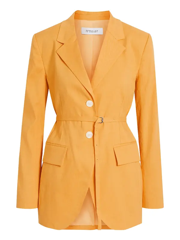 Derek Lam 10 Crosby Belted Linen-blend Blazer - Saffron