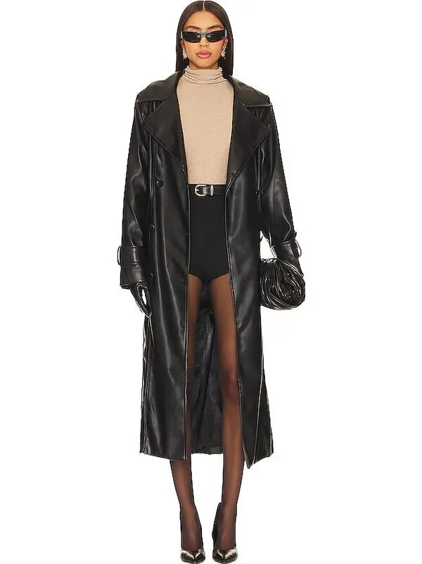 SNDYS Tyra Faux Leather Trench - Black