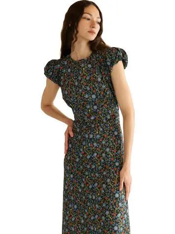 DÔEN Rhodia Midi Dress - Noir Prairie De Montagne