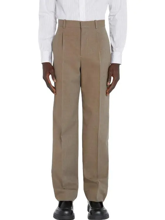 Bottega Veneta Pleated Wool Twill Dress Pants - Grey/ochre Melange