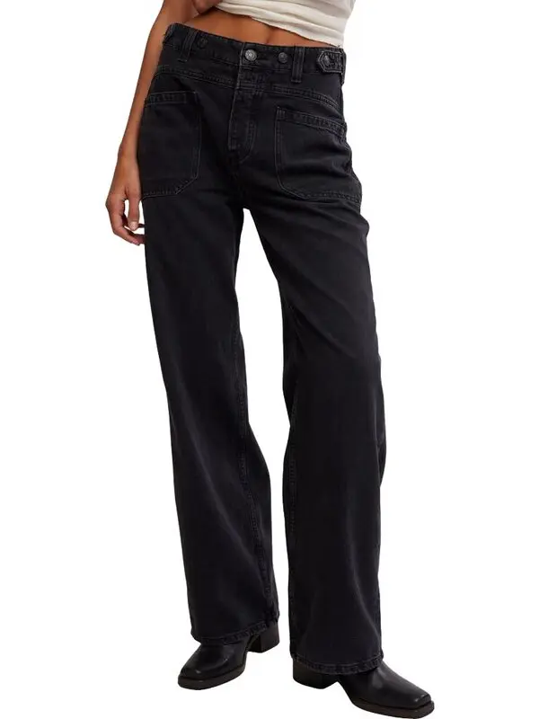 Free People We The Free Palmer Cuffed Baggy Jeans - Outer Space