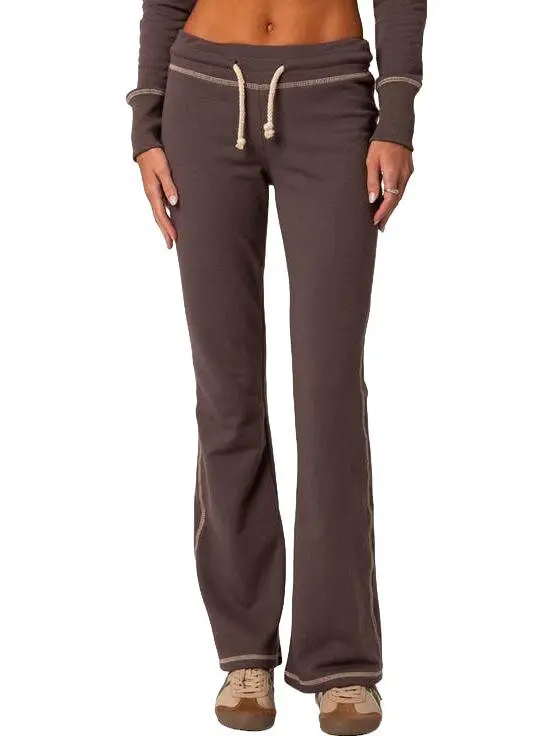EDIKTED Alexia Low-rise Cotton Sweatpants - Brown
