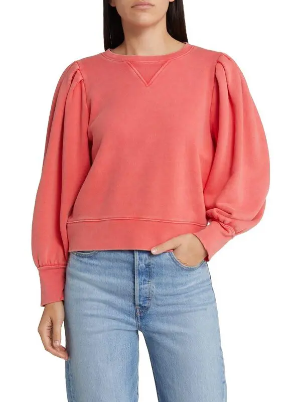 Rails Balloon Sleeve Cotton Sweatshirt - Cherry