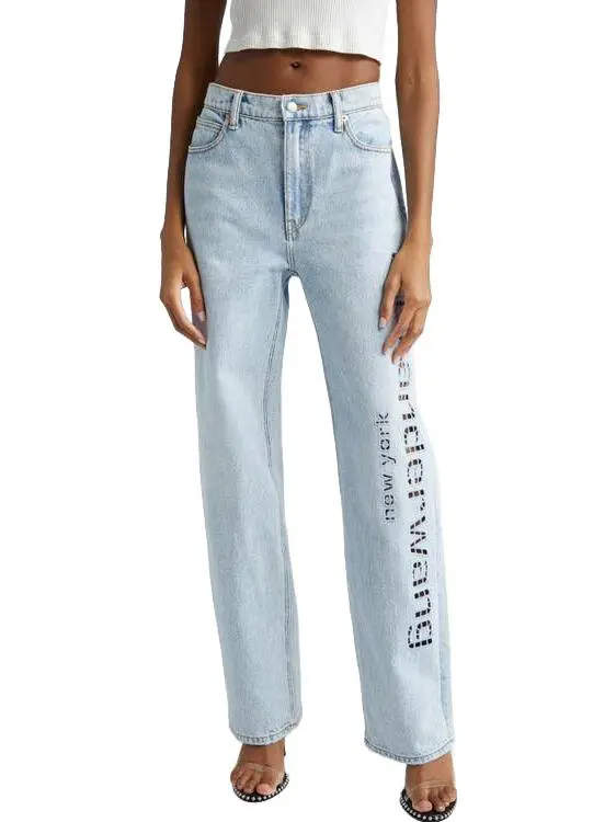 Alexander Wang Ez Slouch Cutout Logo Jeans - Bleach