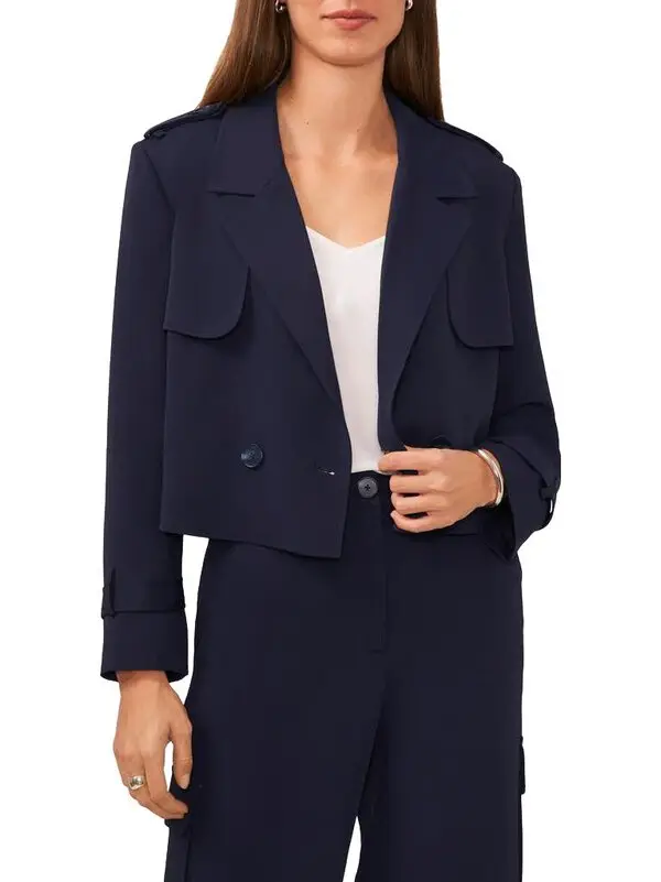 Halogen Crop Trench Jacket - Classic Navy