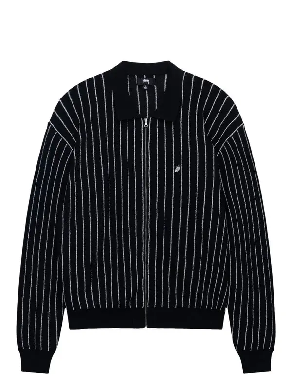 StÜssy Light Weight Long-sleeve Zip Polo Stripe - Black