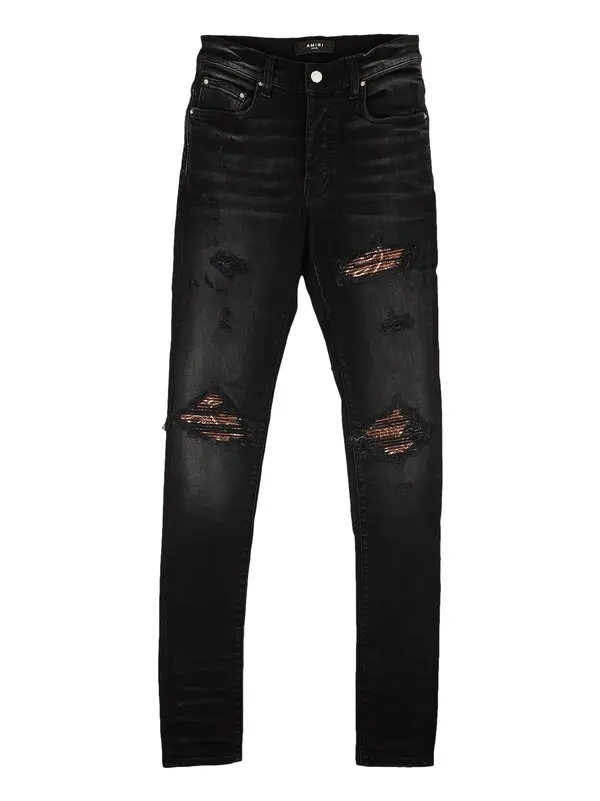 Amiri Distressed Mx1 Bandana Skinny Jeans - Black