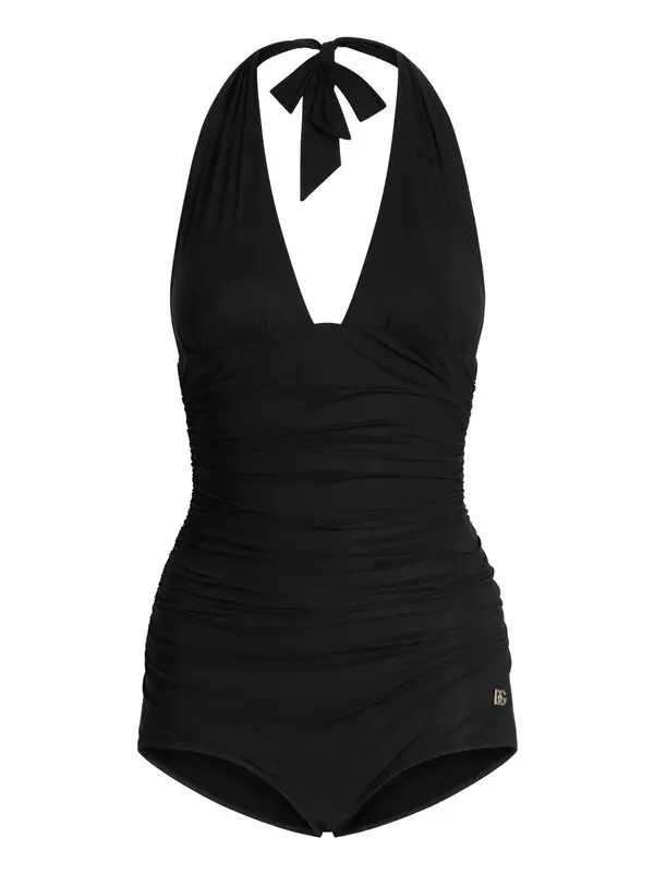 Dolce & Gabbana One Piece Swimsuit With Dg Logo - Black