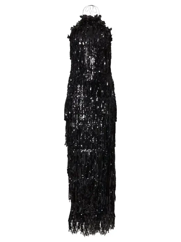 Carolina Herrera Sequin Embellished Halterneck Gown - Black