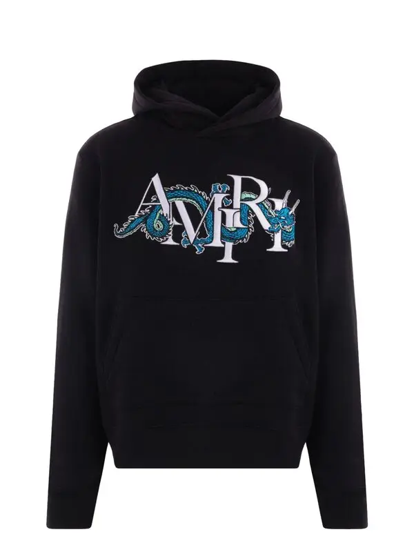 Amiri Cotton Logo Print Hoodie - Black