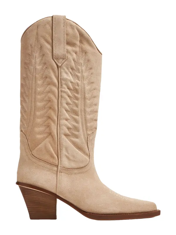 Paris Texas 70mm Embroidered Suede Boots - Neutrals