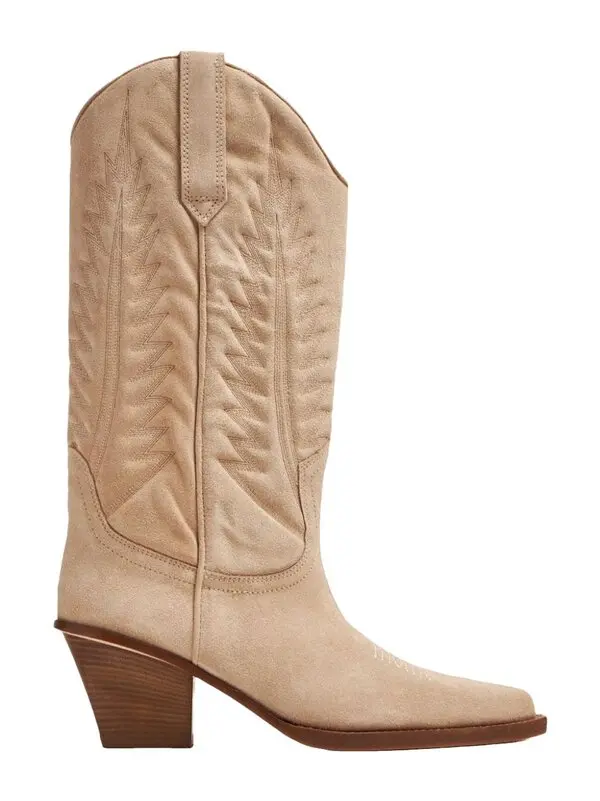 Paris Texas 70mm Embroidered Suede Boots - Neutrals