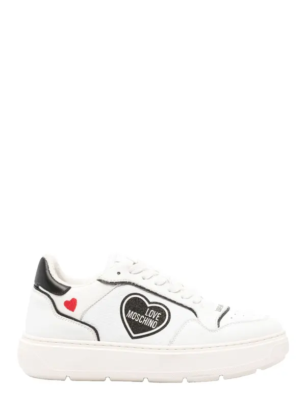 Moschino Logo-print Leather Sneakers - White