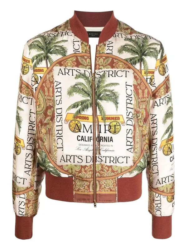 Amiri Printed Silk Jacket - Beige