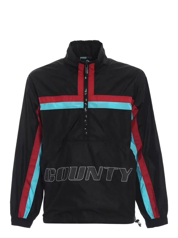 MARCELO BURLON COUNTY OF MILAN Logo Windbreaker Jacket - Black