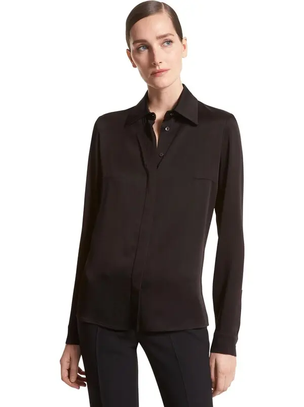 Michael Kors Hansen Charmeuse Shirt - Black