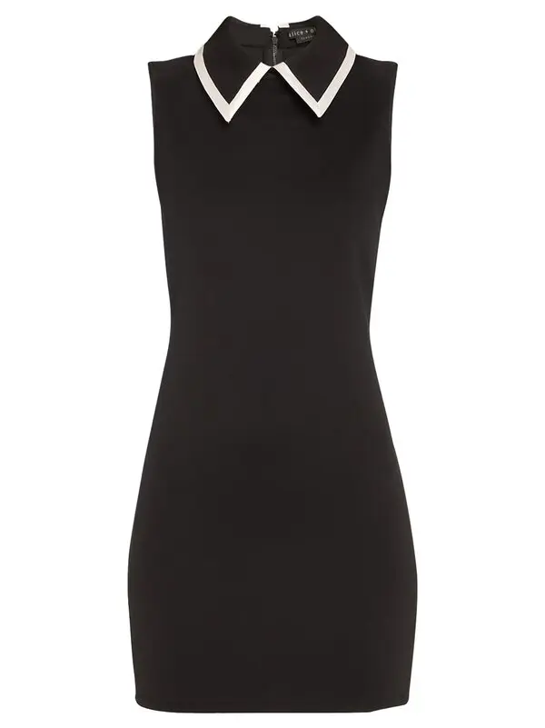 Alice + Olivia Wynell Collared Mini Dress - Black/off White