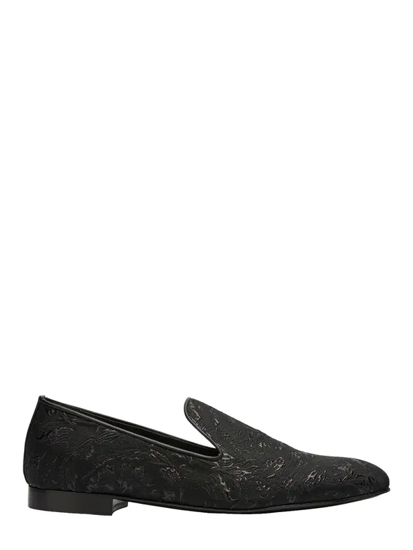 Versace Baroque Jacquard Smoking Slippers - Black Black