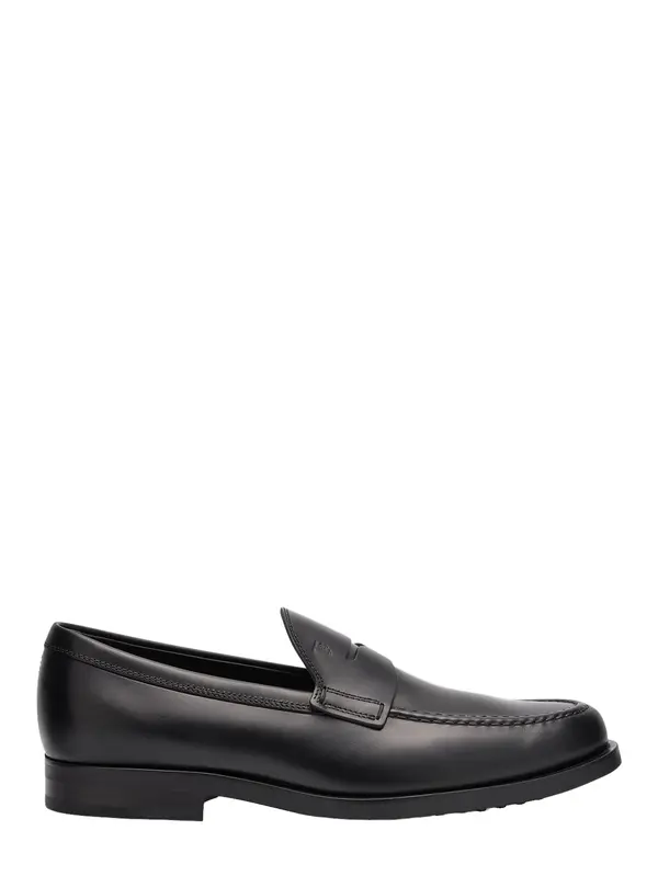 TOD'S Leather Penny Loafers - Black