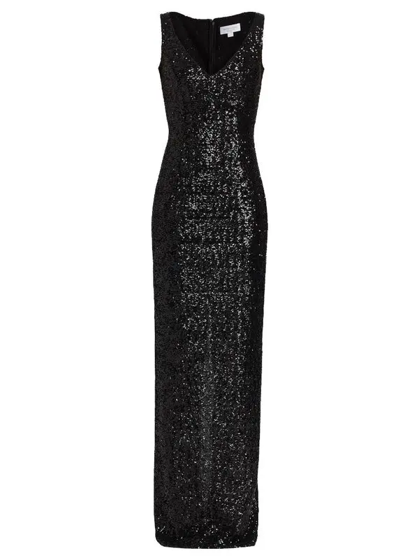 Michael Kors Sleeveless Sequined Gown - Black
