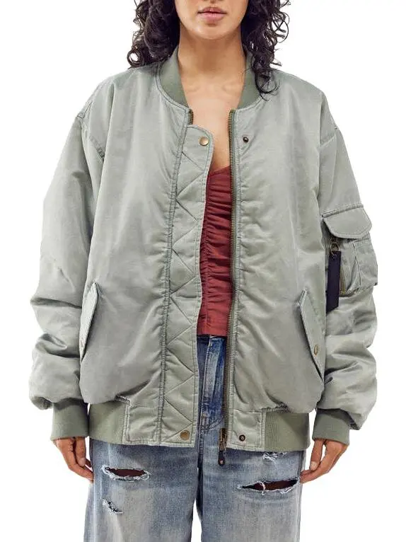 BDG URBAN OUTFITTERS Oversized Reversible Bomber Jacket - Khaki