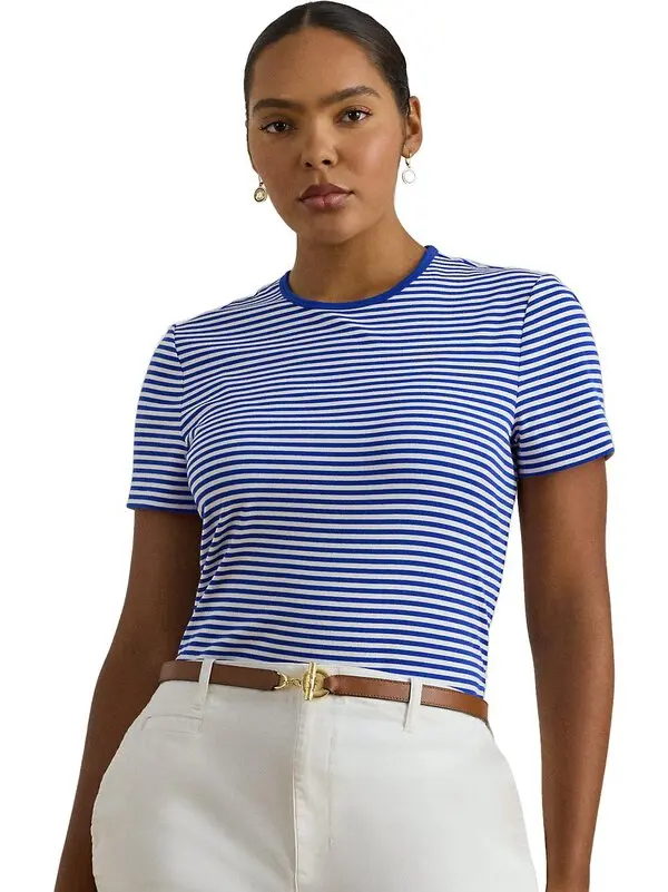 Ralph Lauren Striped Stretch Cotton Crewneck T-shirt - Cruise Royal/white