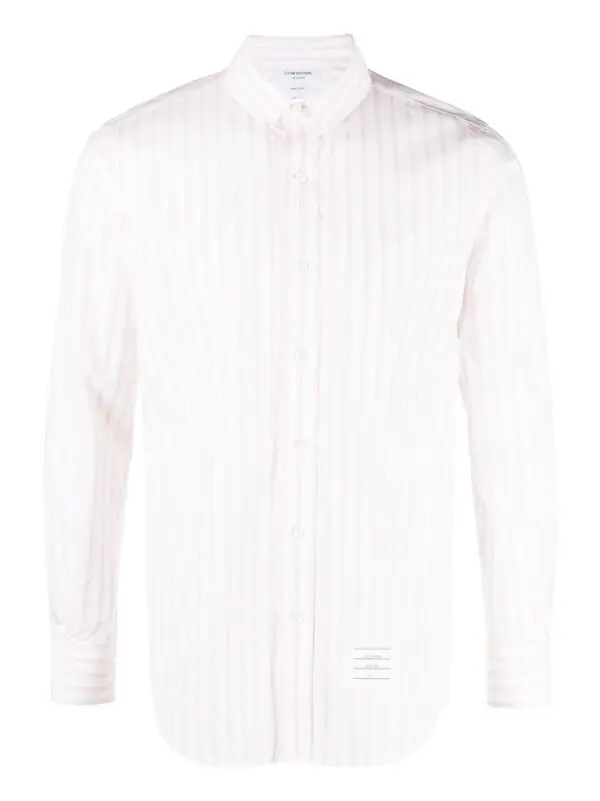 Thom Browne Striped Long-sleeve Cotton Shirt - White