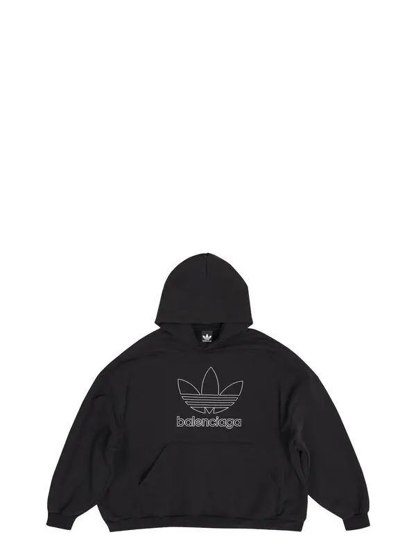 Balenciaga Adidas Oversized Logo-print Cotton-jersey Hoodie - Black