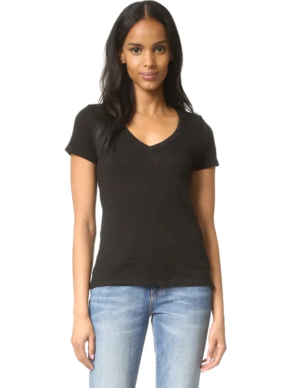 ATM Anthony Thomas Melillo Schoolboy V-neck Tee - Black