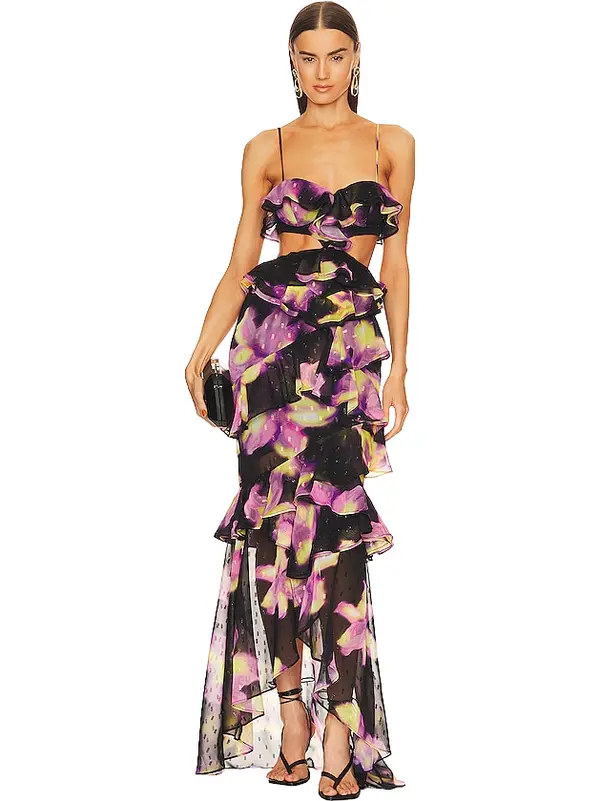 MICHAEL COSTELLO X Abby Gown - Black Floral