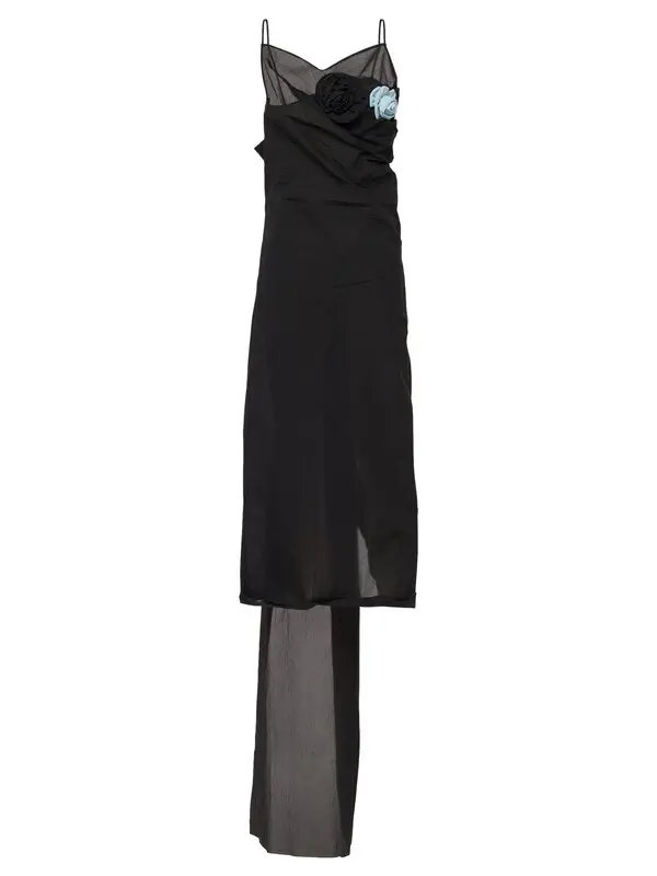 Prada Nylon Crepe Midi Dress - Black