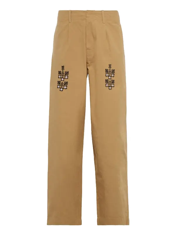 ADISH Qrunful Embroidered Cotton Ripstop Pants - Beige