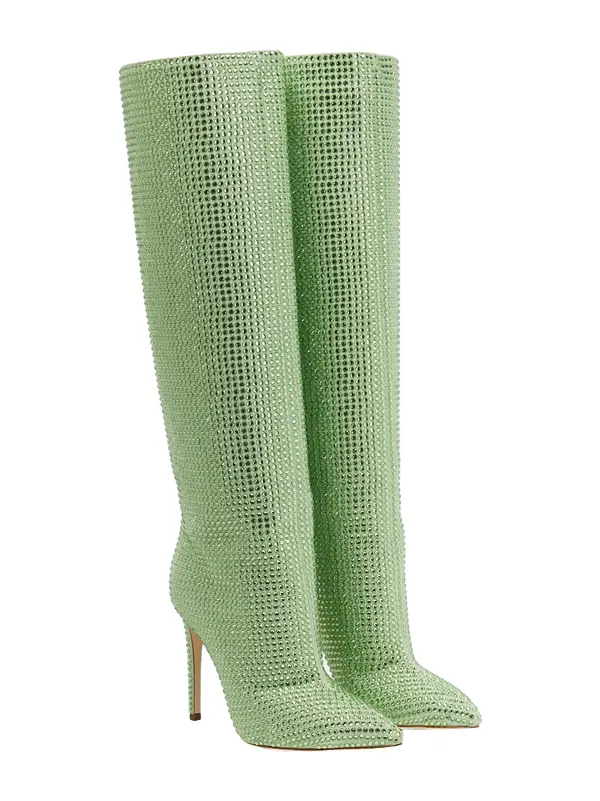 Paris Texas Holly Embellished Leather Knee-high Boots - Green