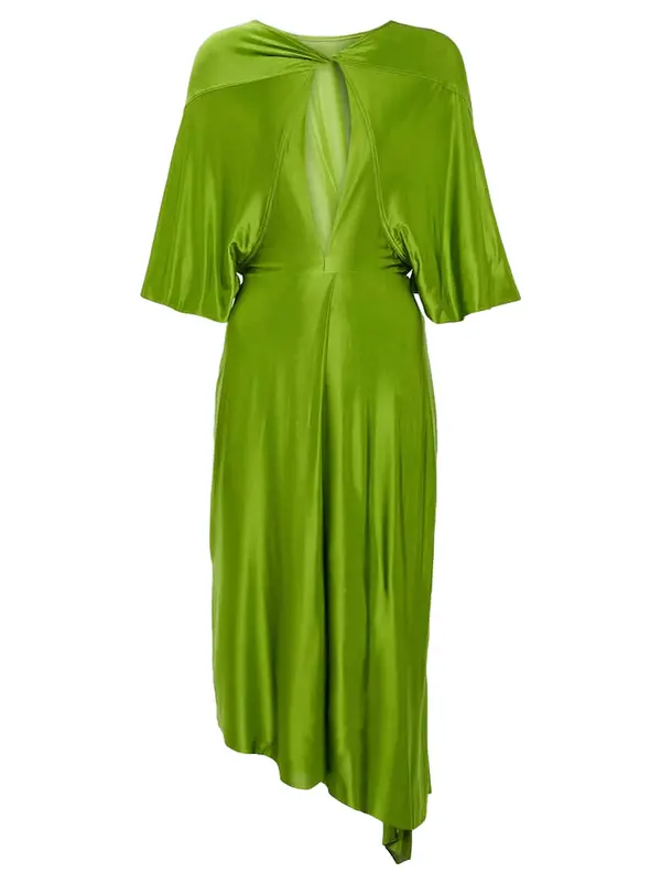 Victoria Beckham Cape Sleeve Cutout Midi Dress - Green