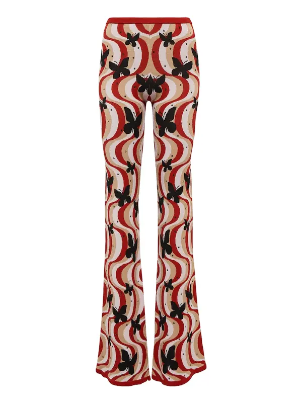 Alessandra Rich Printed High-rise Flare Pants - Multicoloured