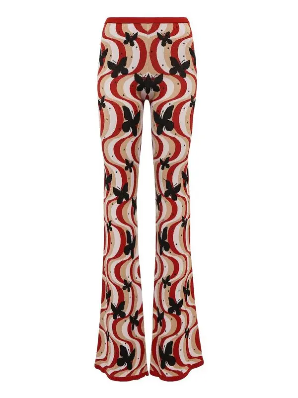 Alessandra Rich Printed High-rise Flare Pants - Multicoloured