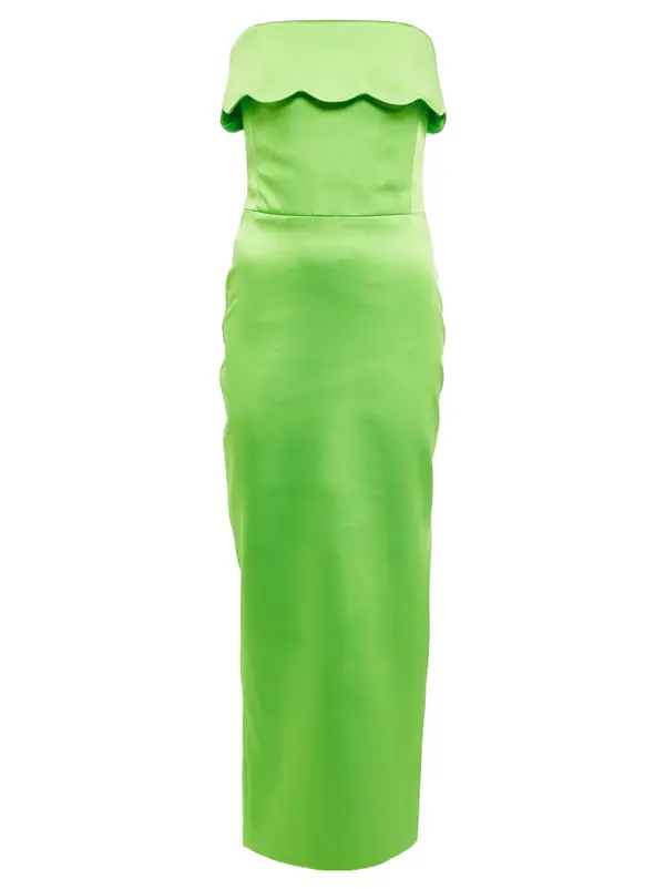 RASARIO Strapless Satin Gown - Green