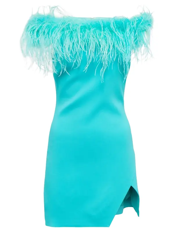 Giuseppe Di Morabito Feather-trimmed Mini Dress - Blue