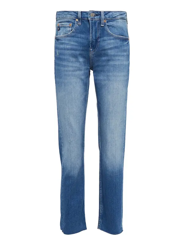 Ag Girlfriend Mid-rise Slim Jeans - Blue