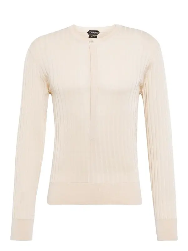 TOM FORD Silk-blend Henley Sweater - White