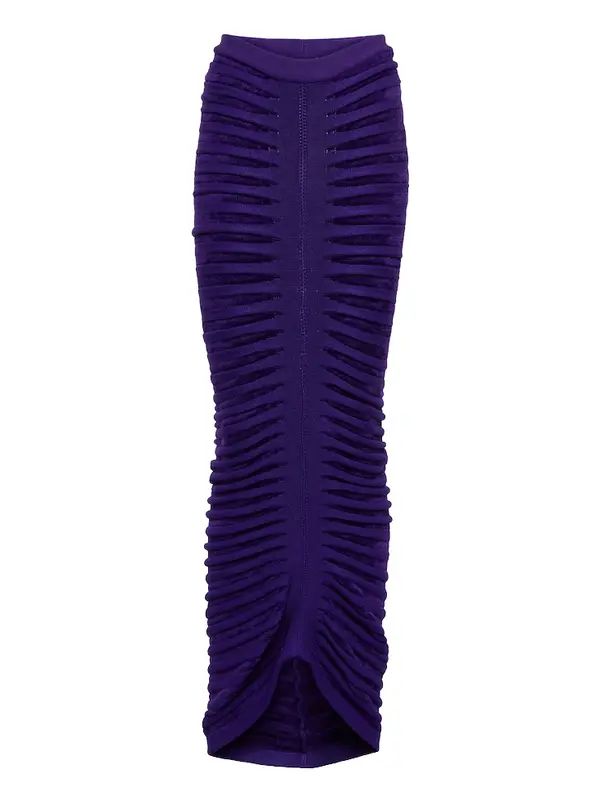 Alaïa Ruched Maxi Skirt - Purple
