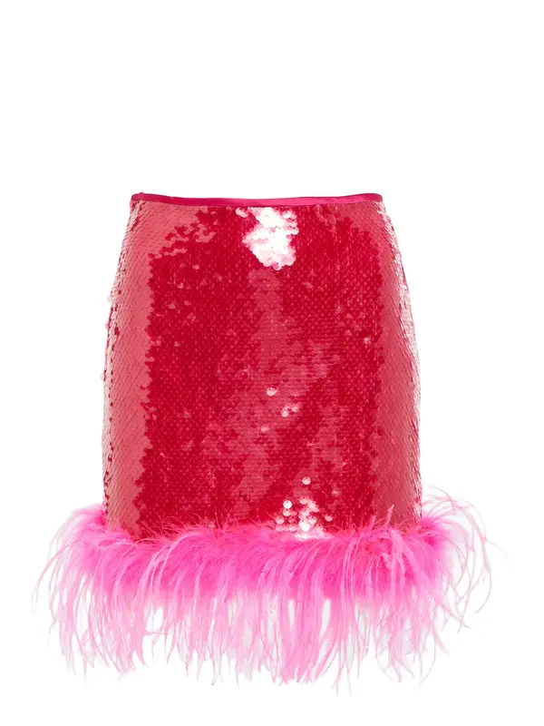 Giuseppe Di Morabito Sequined Feather-trimmed Mini Skirt - Pink