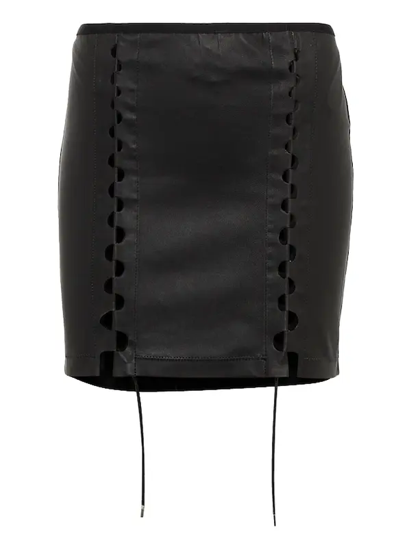 DION LEE Hinge-seam Leather Mini Skirt - Black