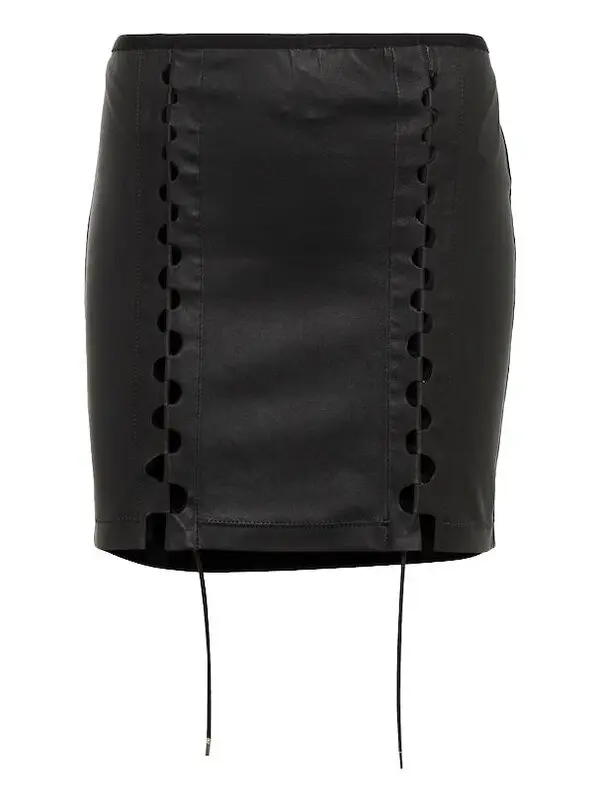 DION LEE Hinge-seam Leather Mini Skirt - Black
