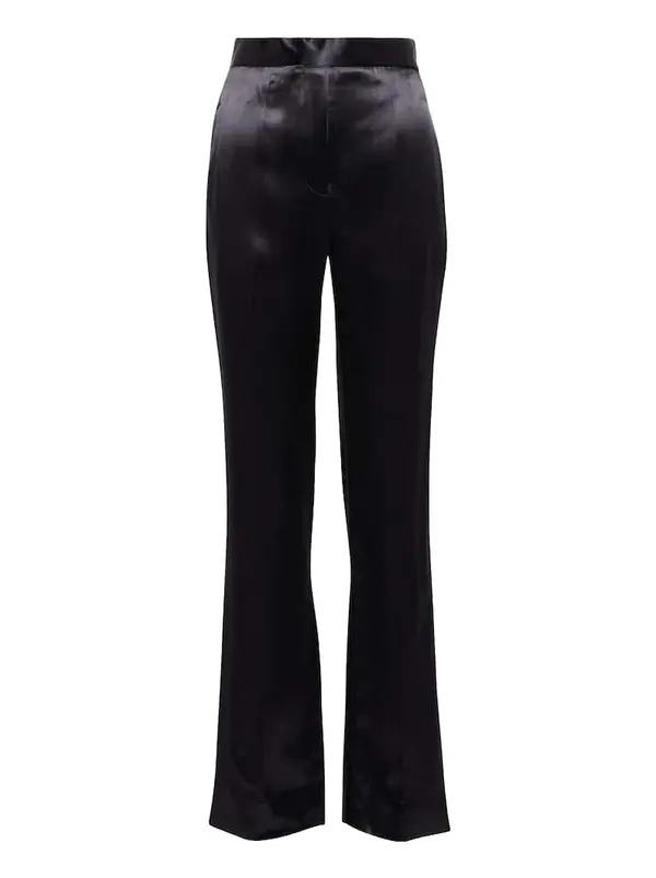 Victoria Beckham High-rise Straight-leg Satin Trousers - Black