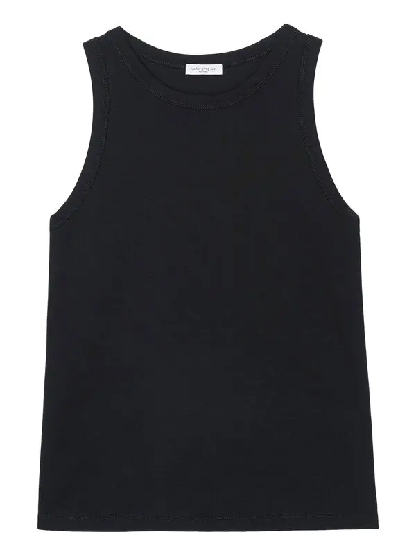 Lafayette 148 New York Cotton Rib Jersey Racerback Tank - Black