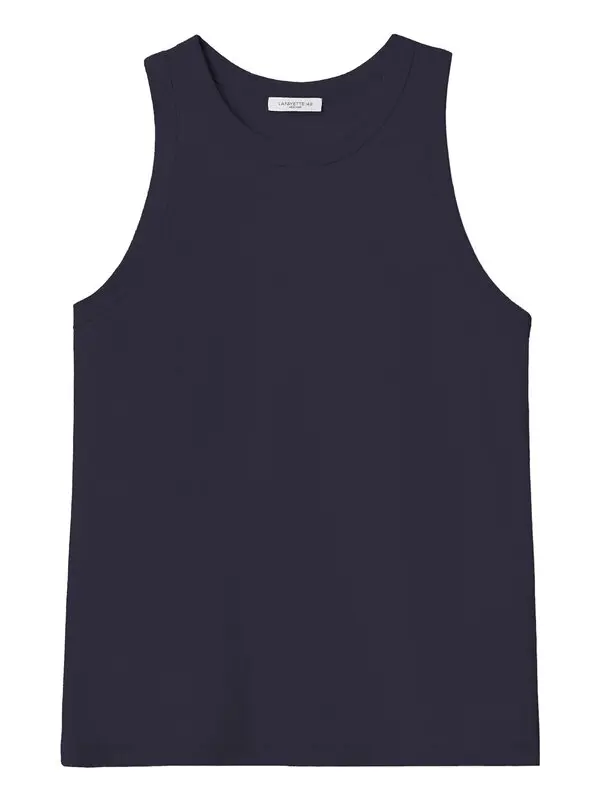 Lafayette 148 New York Cotton Rib Jersey Racerback Tank - Blue Ink
