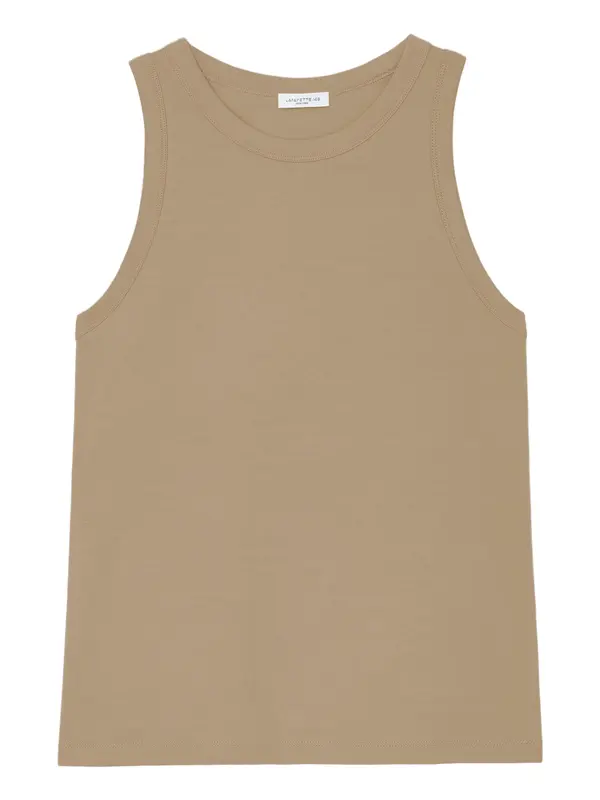 Lafayette 148 New York Cotton Rib Jersey Racerback Tank - Cadet Khaki