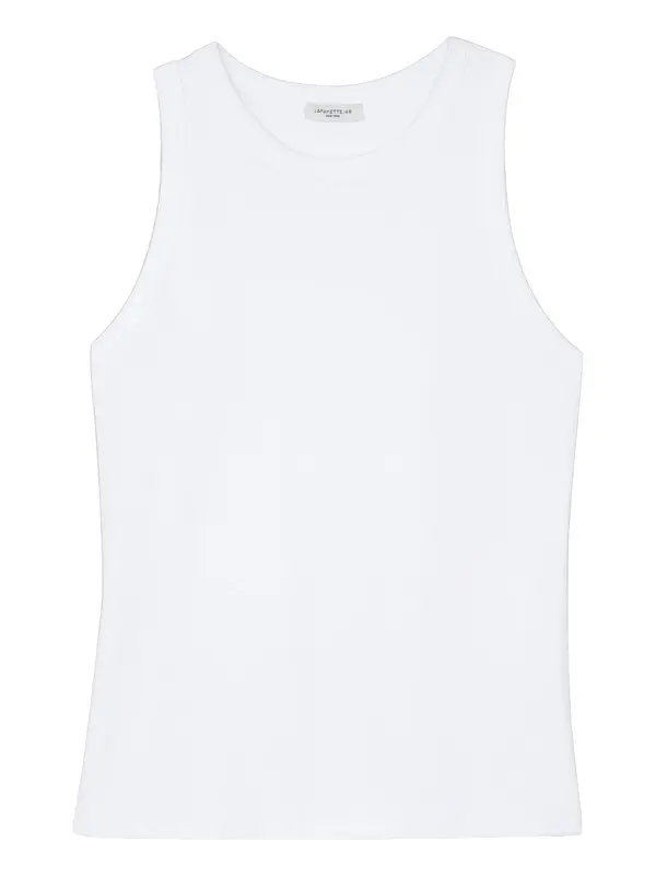 Lafayette 148 New York Cotton Rib Jersey Racerback Tank - White